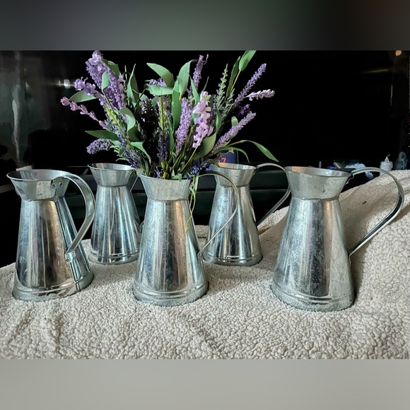 Party Supplies | 5 Separate Vintage Style Silver Metal Pitchers With ...